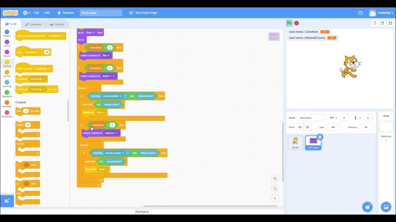 First Scratch Game (Learning Basics!!) - YouTube
