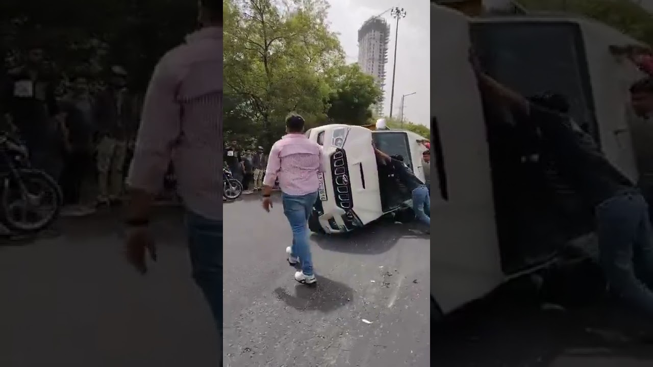 Scorpio Car Accident 🚗!! during overtaking on highway 🛣 #scorpio # ...