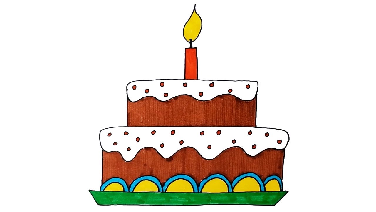 How To Draw a Birthday Cake - YouTube