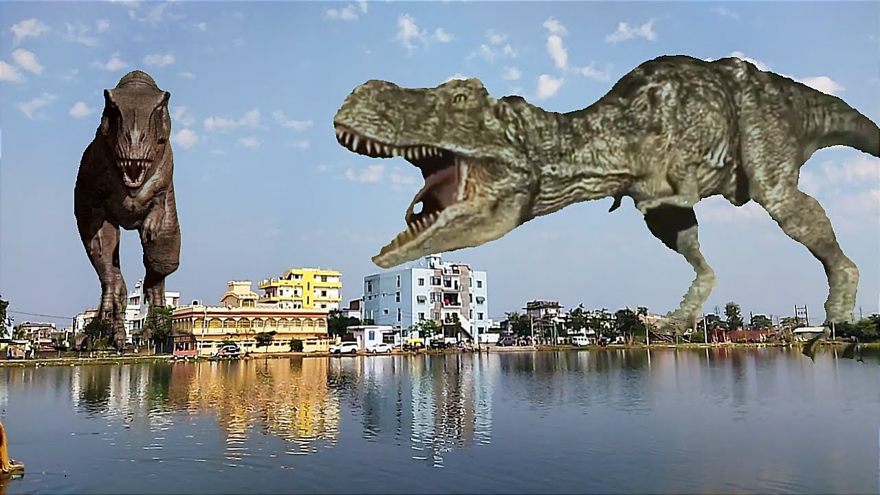 T rex chase dinosaur jurassic world aamne samne near pond 🦖.# ...