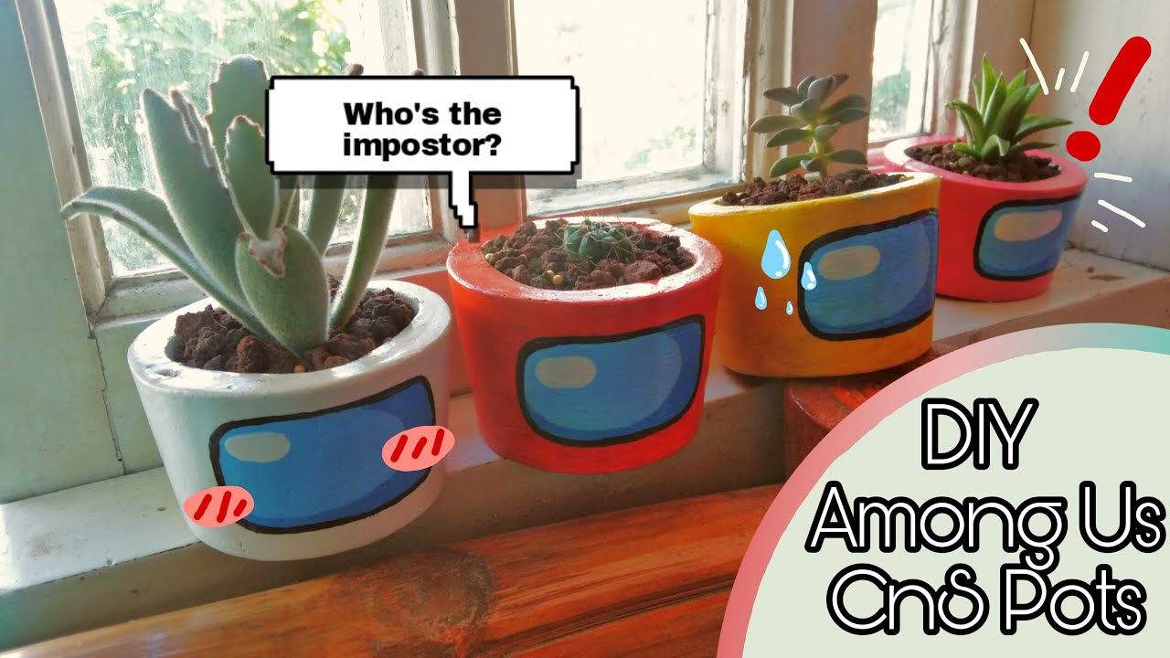 DIY POTS: CnS among us themed pots and more - YouTube