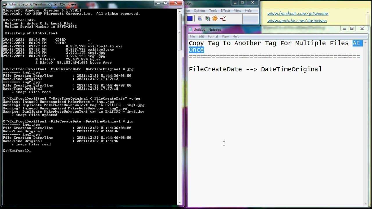 Copy From One Metadata Tag To Another Tag Using Exiftool For Multiple Files All At Once - YouTube