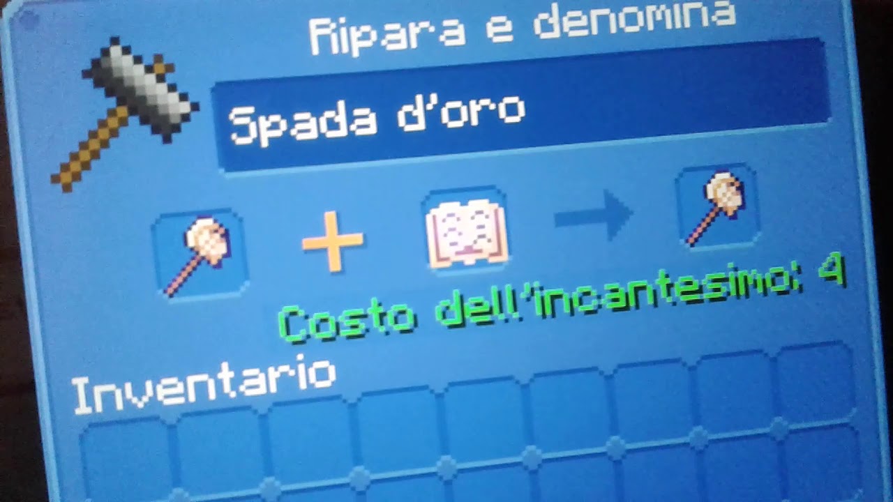 Come incantare una semplice spada su un incudine su minecraft di tutte ...