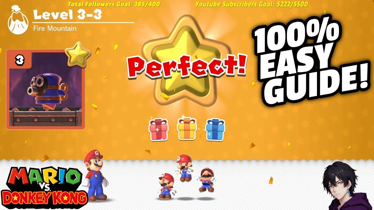 Mario Vs Donkey Kong Switch | Level 3-3 Fire Mountain Easy Guide! - YouTube