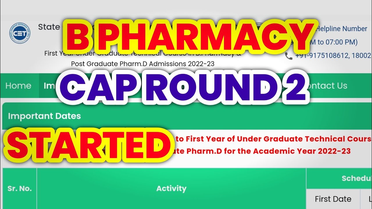 B PHARMACY CAP ROUND 2 STARTED 🔥|| IMPORTANT INSTRUCTIONS 🔥|| - YouTube