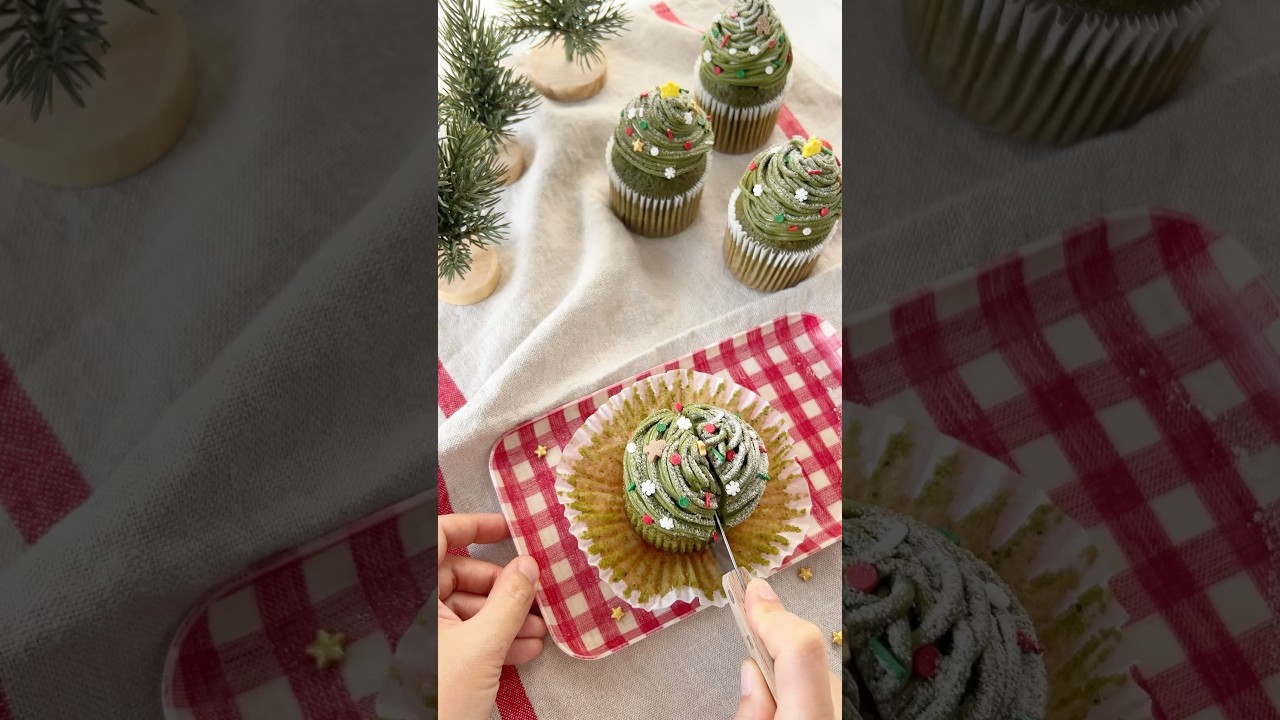 Christmas Tree Matcha Montblanc Cupcakes! 🎄🍵 The perfect holiday treat ...