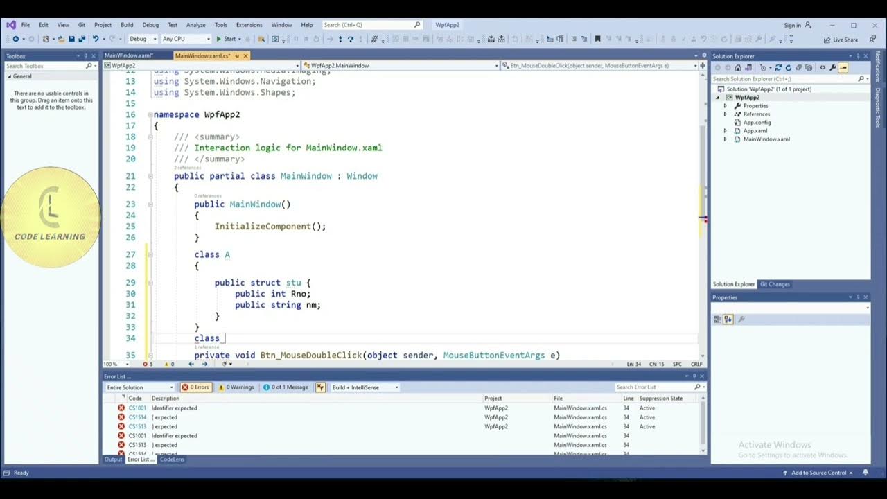 WPF | class and structure #2 | CodeLearning - YouTube