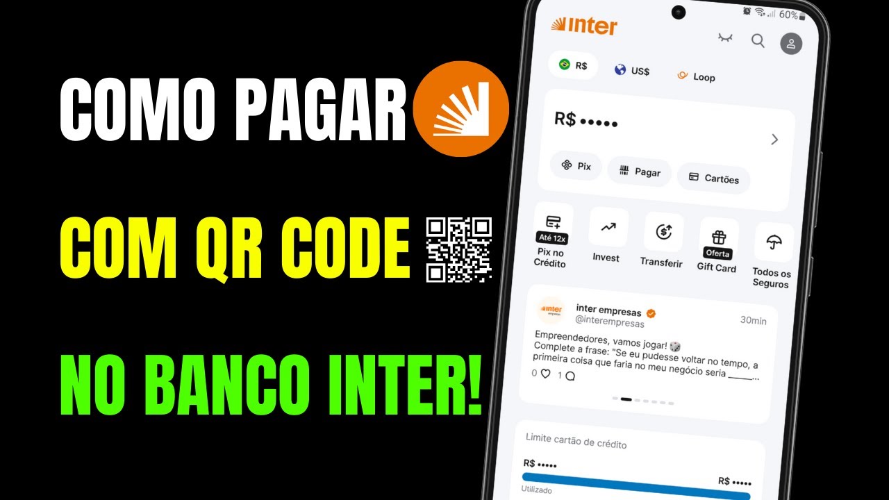 COMO PAGAR COM QR CODE BANCO INTER - YouTube