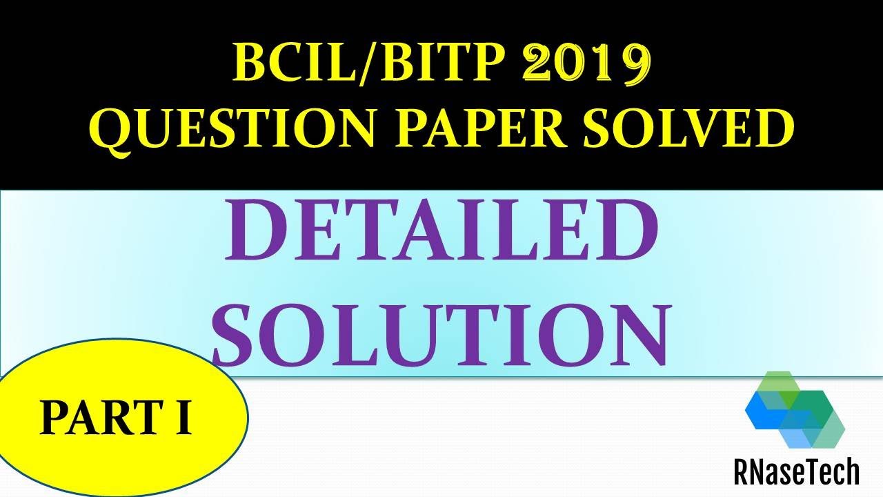 BCIL question paper solved 2019|| BITP -BCIL solved question paper 2019 ...