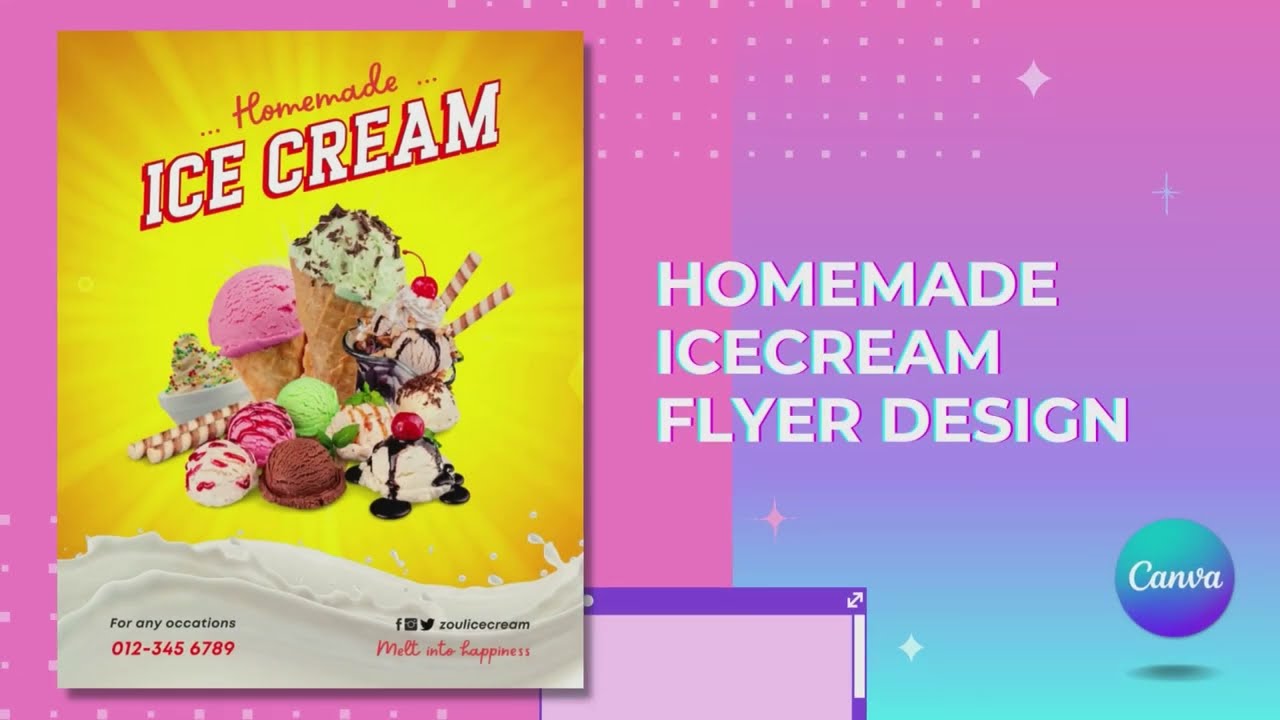 Easy Flyer Design for Homemade Ice Cream - YouTube