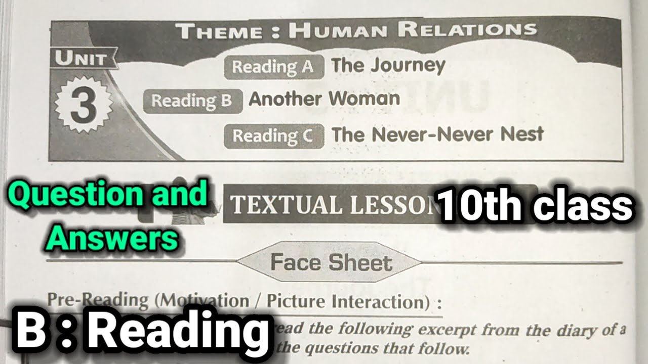 10th class | English | Unit -3, Reading B : Another Woman lesson ...