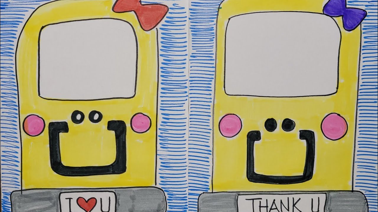 how to draw a school bus back view - YouTube