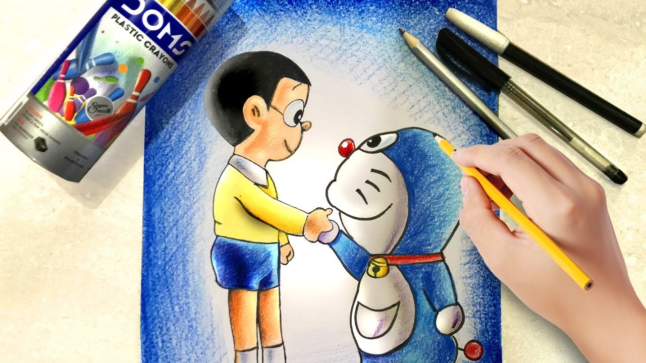 Doraemon & Nobita Easy Color Drawing 😍 (Step by Step) - YouTube