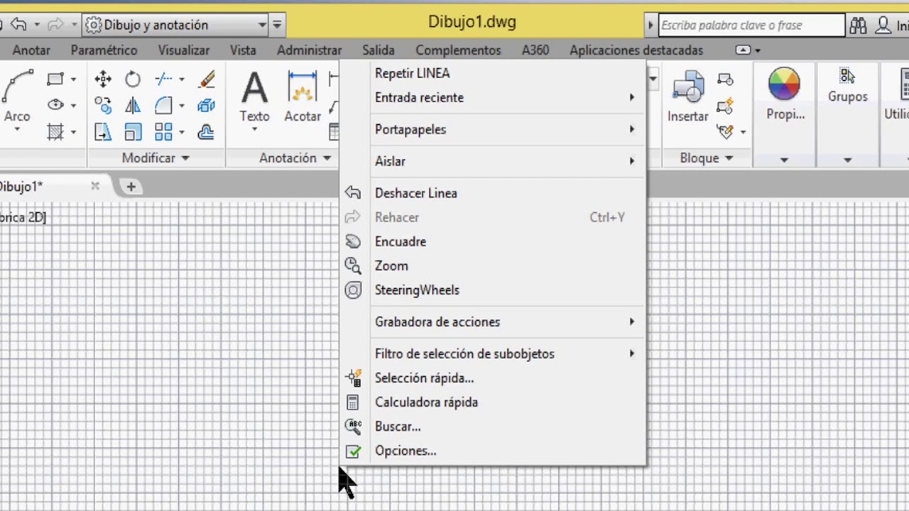 AUTOCAD Generalidades Interfaz de usuario Menú contextual - YouTube