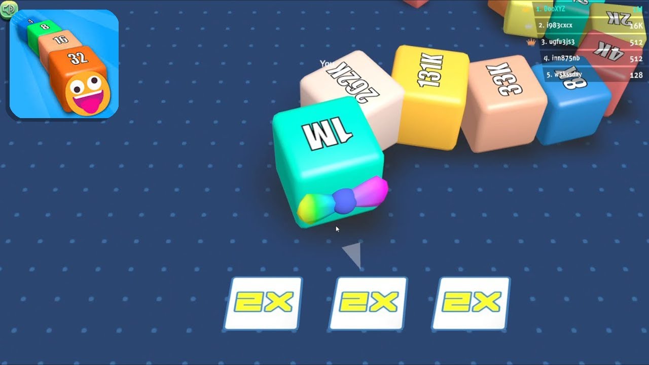 Cubes 2048 io Highest Score 1 Million 🐍 Multiplayer 🧊 Snake Arena Casual Game - YouTube