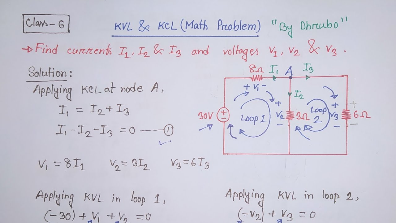 KVL & KCL math problem (Class-6) Playlist- KVL & KCL - YouTube