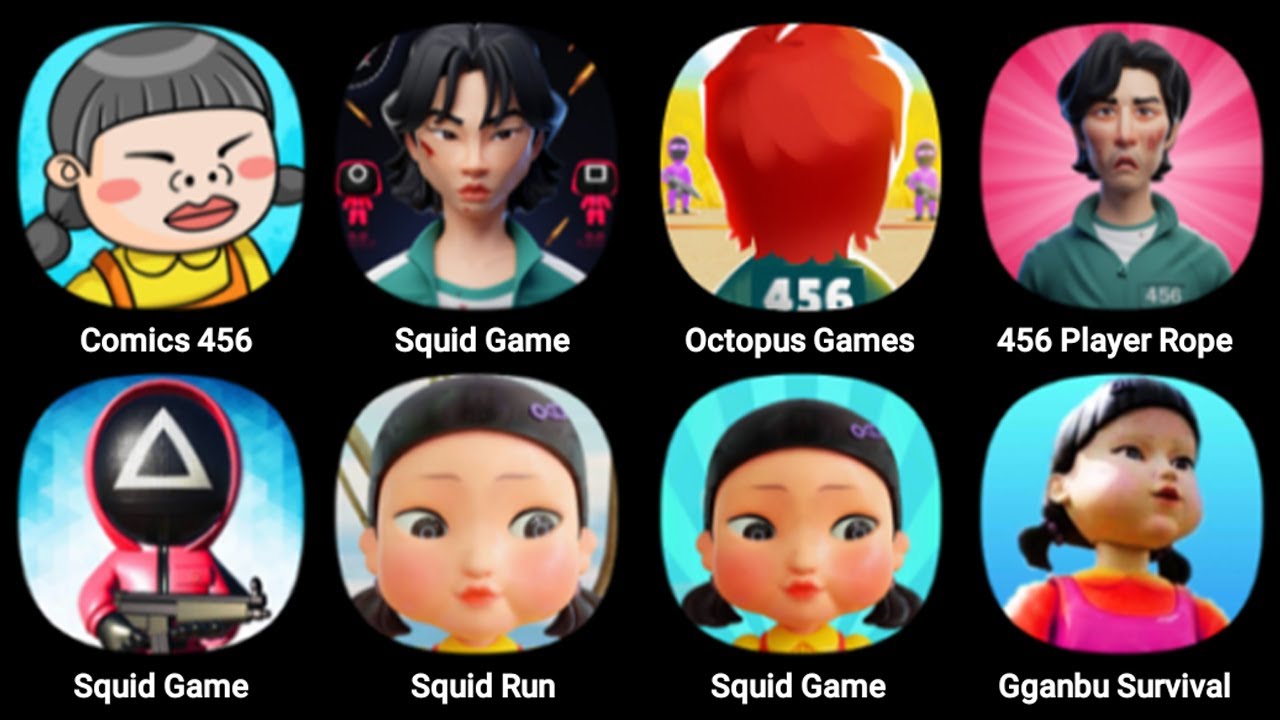 Comics 456, Octopus Games, 456 Player Rope, Squid Run, Survival 3D ...