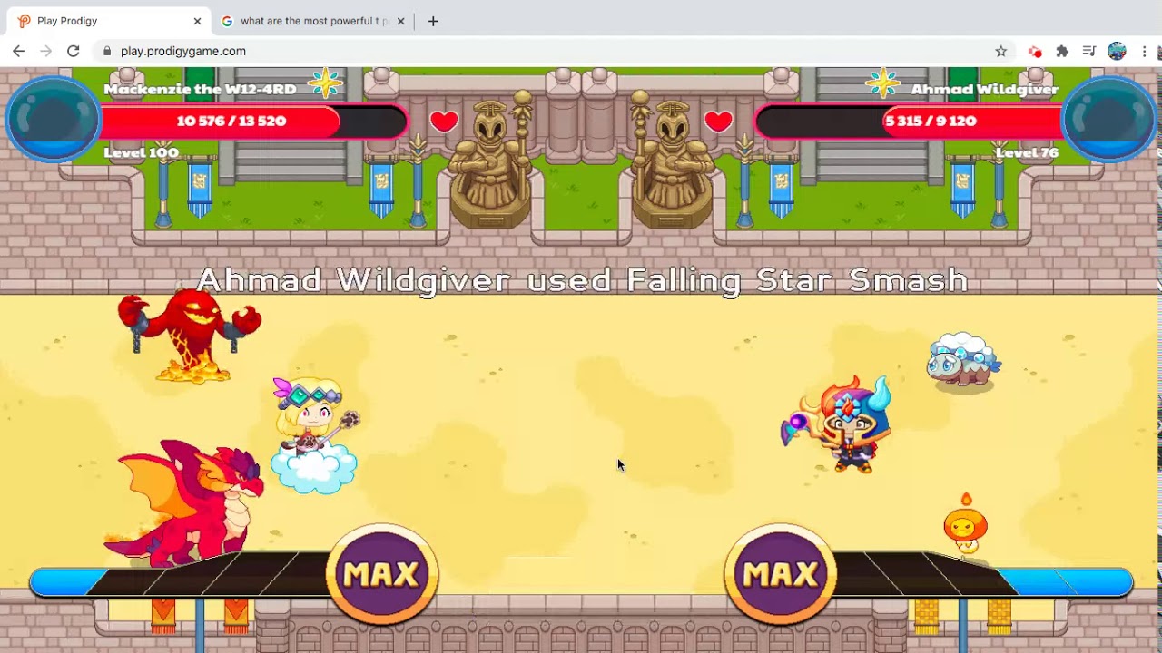 Prodigy math game playing and battling with the epic magmischief and ...