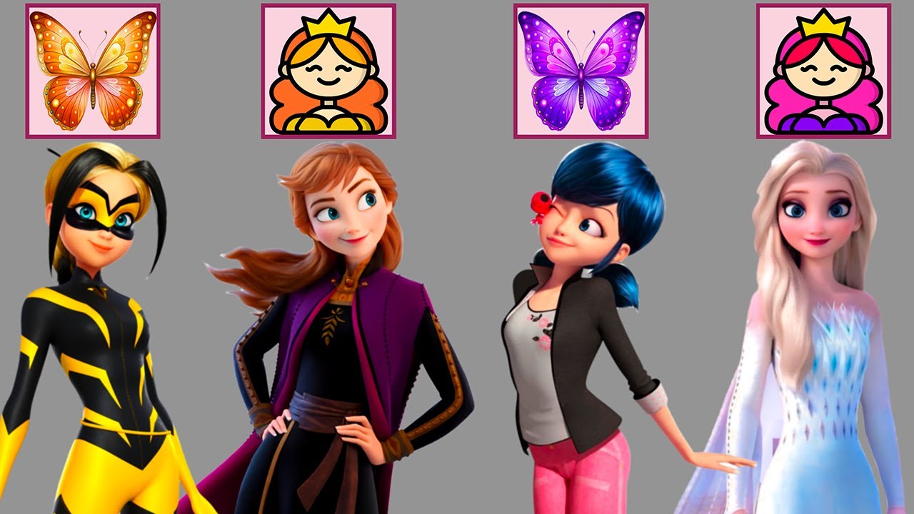 Epic Glow Up! Elsa, Anna, Ladybug & Vesperia Princess vs Butterfly ...