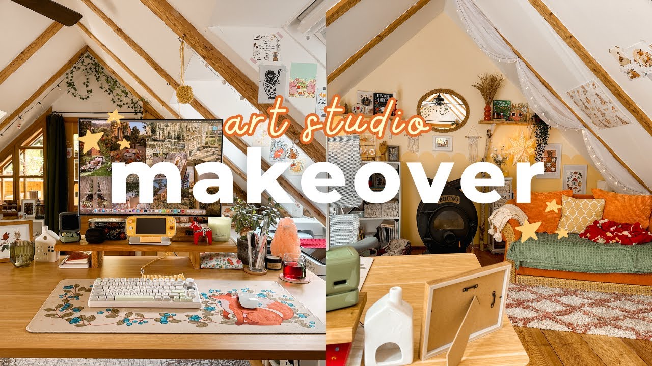 Art Studio Makeover Cozy & New Small Business Work Space/Setup | Studio ...