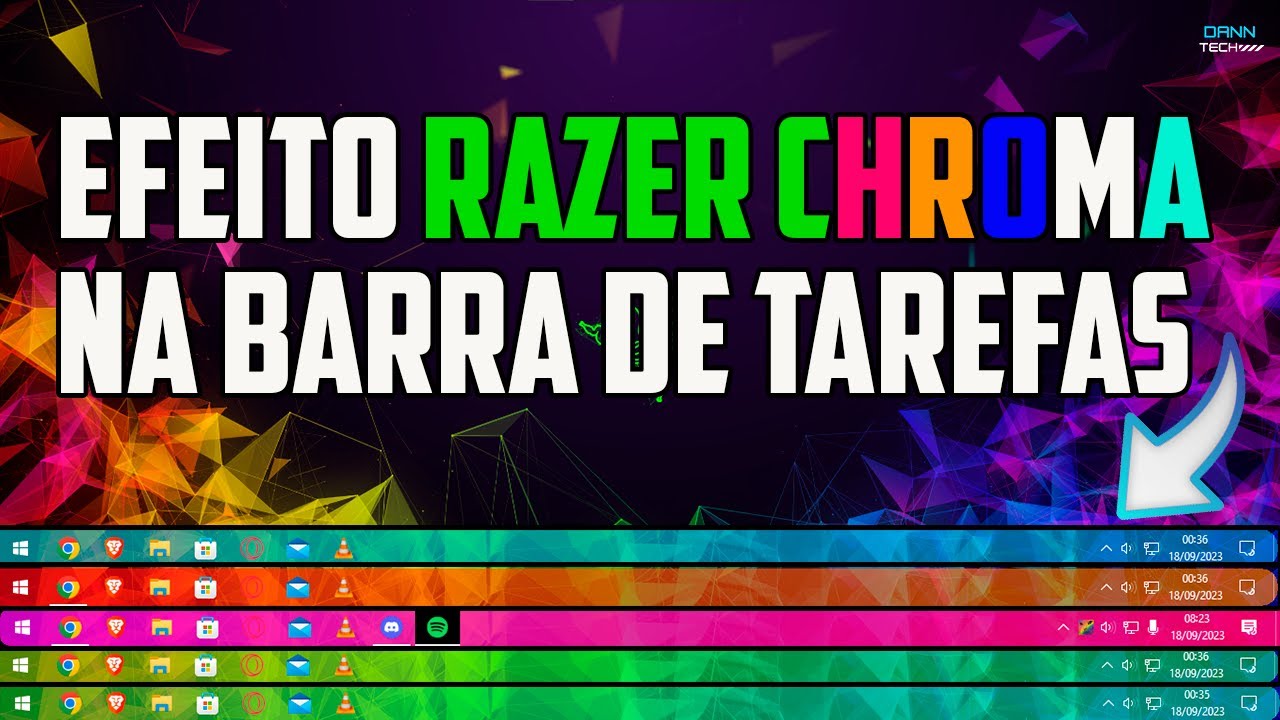 Barra de tarefas com efeito chroma da razer! Muito bonito ...