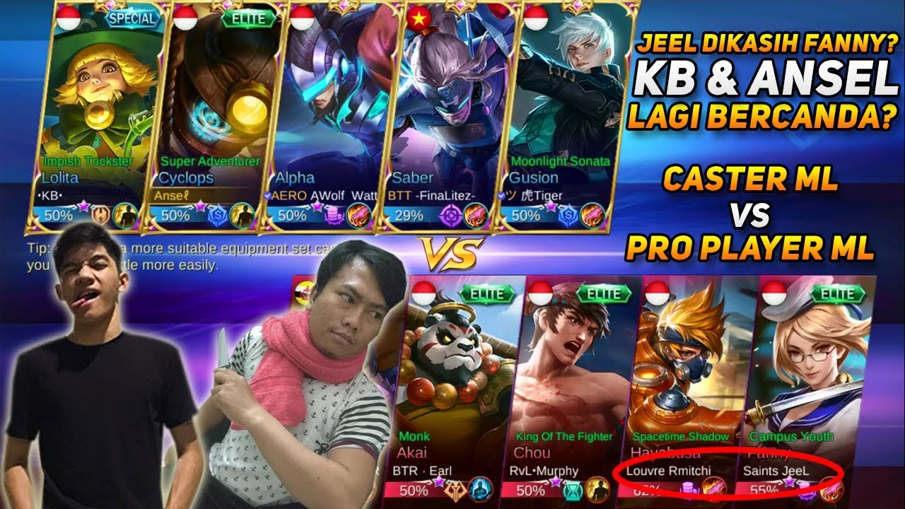KETIKA CASTER ML NGELAWAN PRO PLAYER ML! JEEL DIKASIH FANNY? ANSEL DAN ...