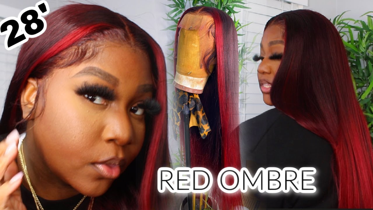😍😍BEGINNER FRIENDLY😍😍 || RED HIGHLIGTHED OMBRE WIG || BLEACH & COLOR ...