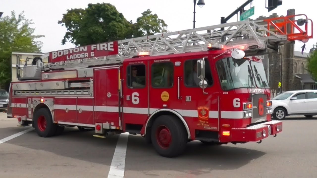 Boston Fire Department Ladder 6 Responding - YouTube