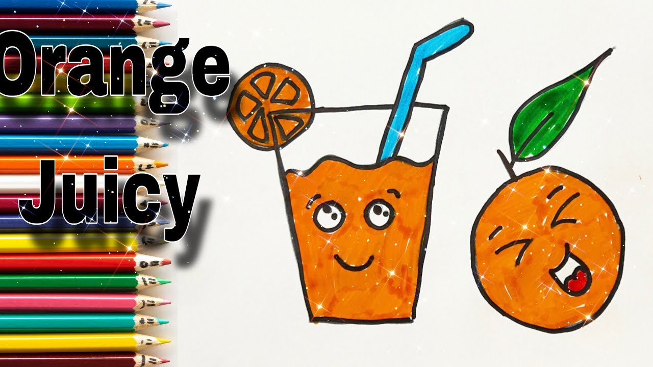Orange Juice || How To Draw Orange Juice Drawing | Orange Juice Drawing ...