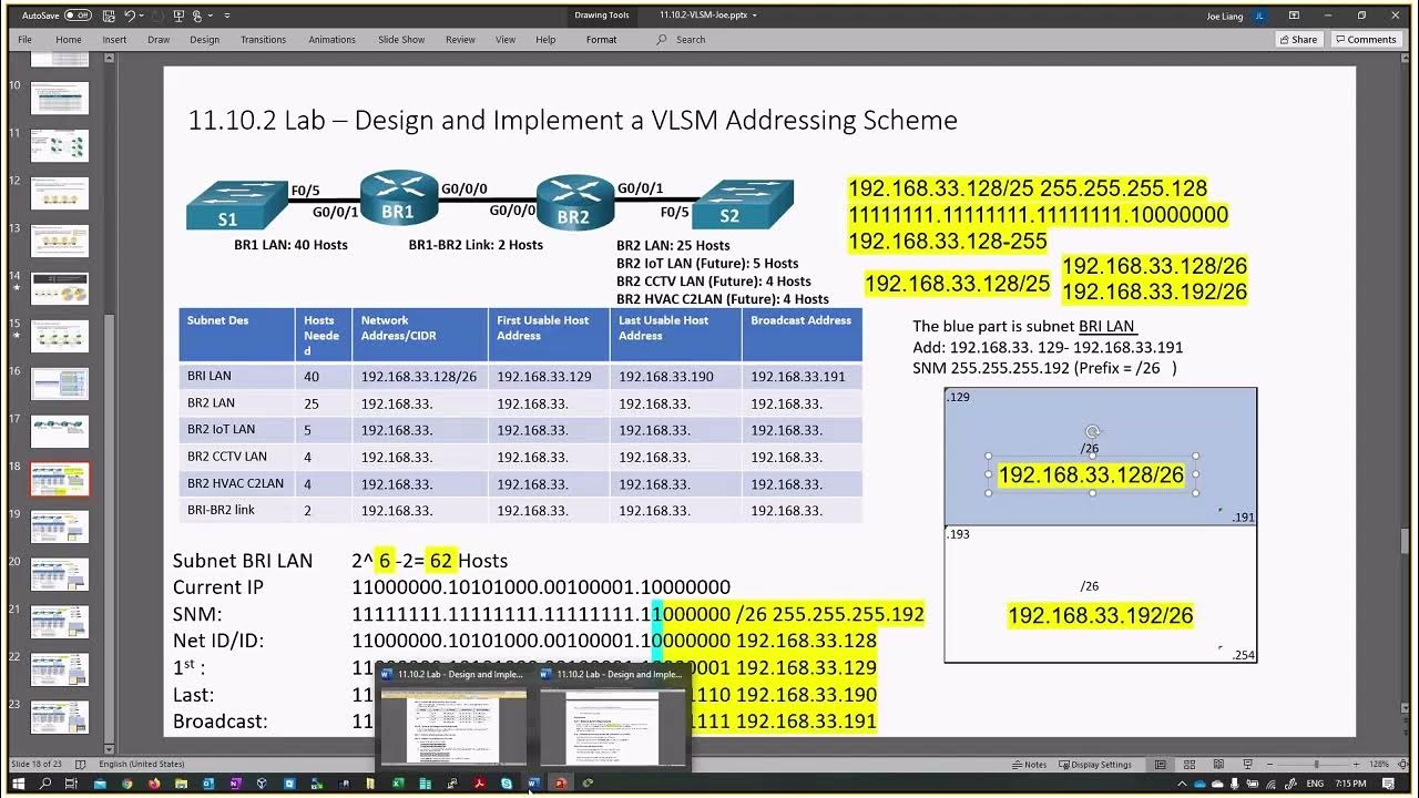 Networking Academy CCNA v7 -11.10.2 Lab - Design and Implement a VLSM Addressing Scheme - YouTube