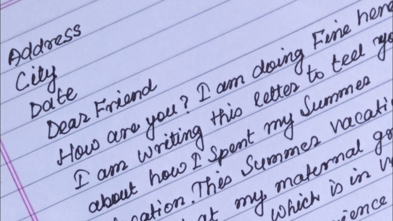 Write A Letter To Your Friend About Summer Vacation | Summer Vacation ...