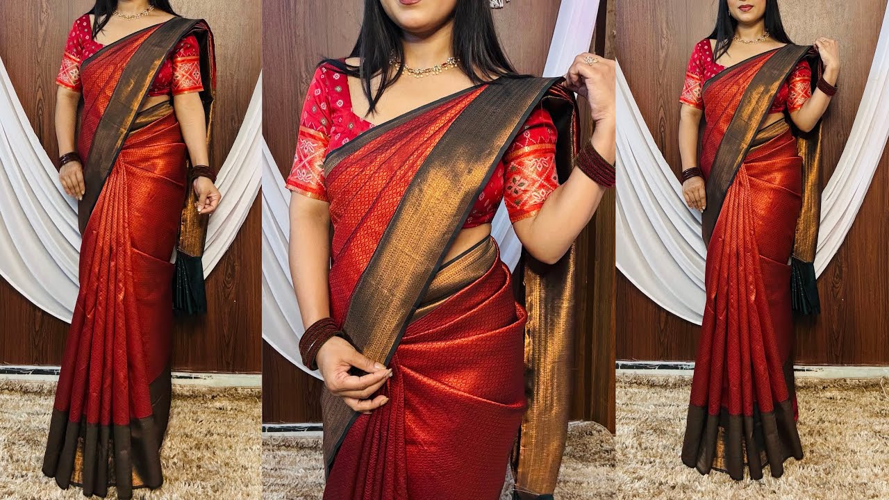 Beginners silk blend saree pleating and draping tips | How to pleat a ...