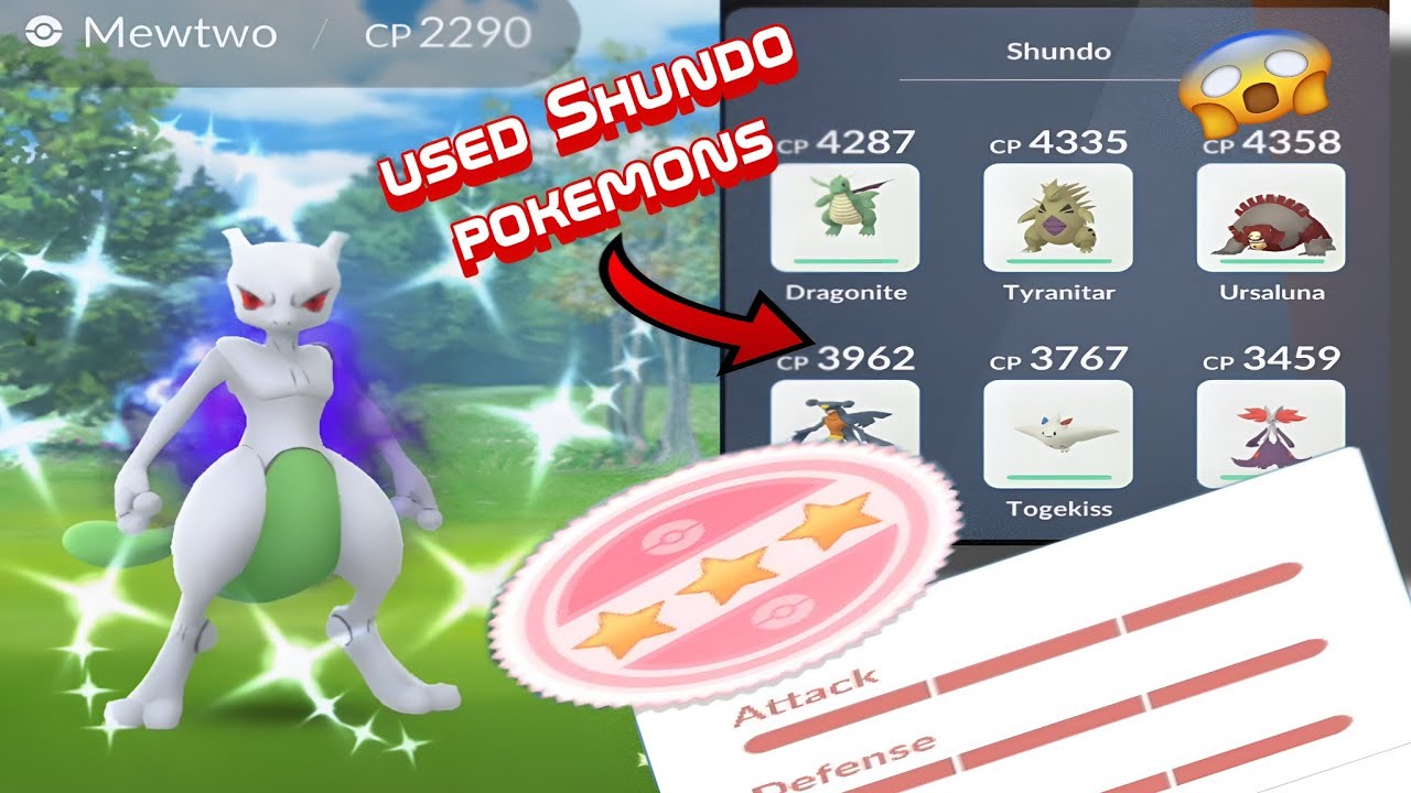I defeated and caught shadow shiny Mewtwo with my Shundo pokemons # ...