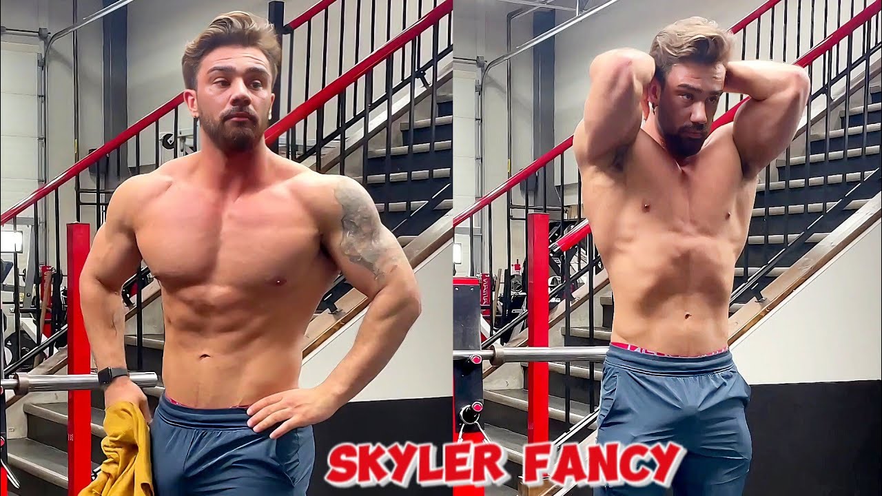 Handsome Muscular Bodybuilder Flexing His Muscles | Skyler Fancy ...