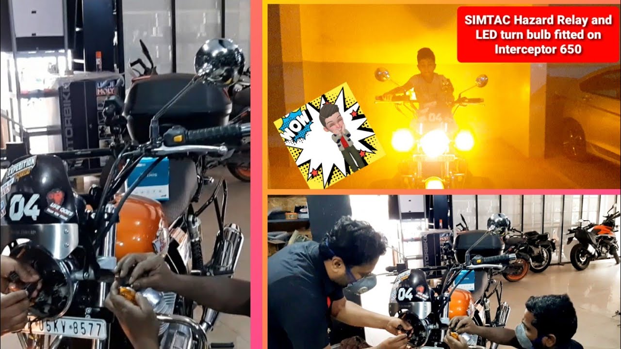 SIMTAC Hazard Relay & LED Turn bulb fitted on Royal Enfield INTERCEPTOR ...