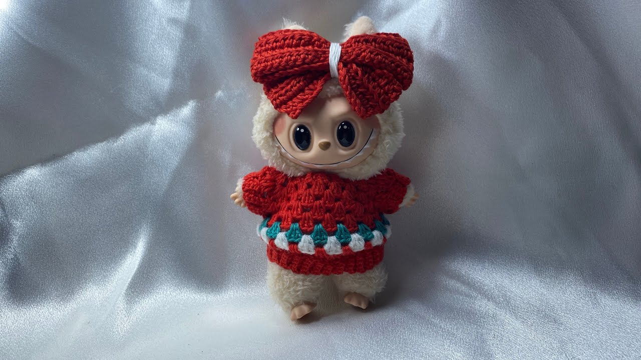 How to crochet bow headband for Labubu v1 17cm - DIY Labubu clothes ...