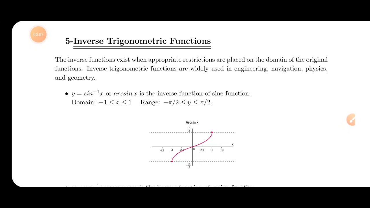 Derivative of Inverse Trigonometric Functions - YouTube