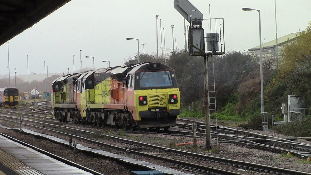 Colas Rail Class 70 70802 70814 on Freight at Westbury 12th December ...