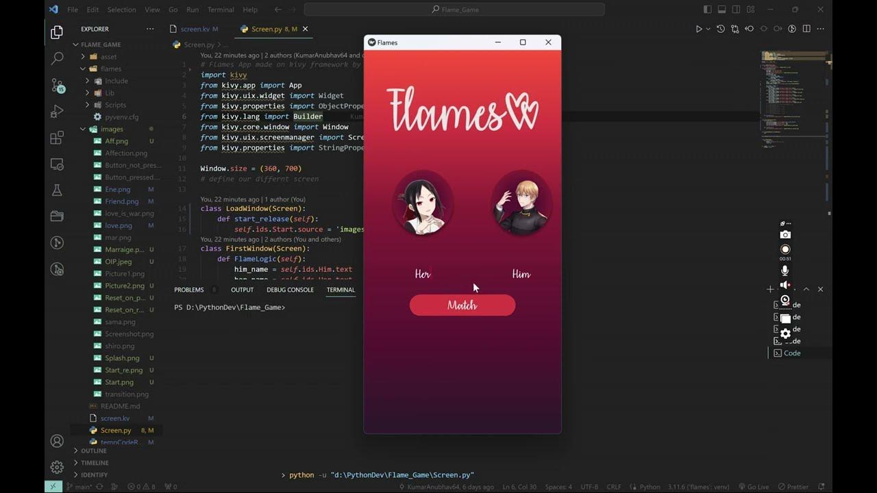 Flames App Made on kivy framework. - YouTube Flames App Made on kivy framework. - YouTube
