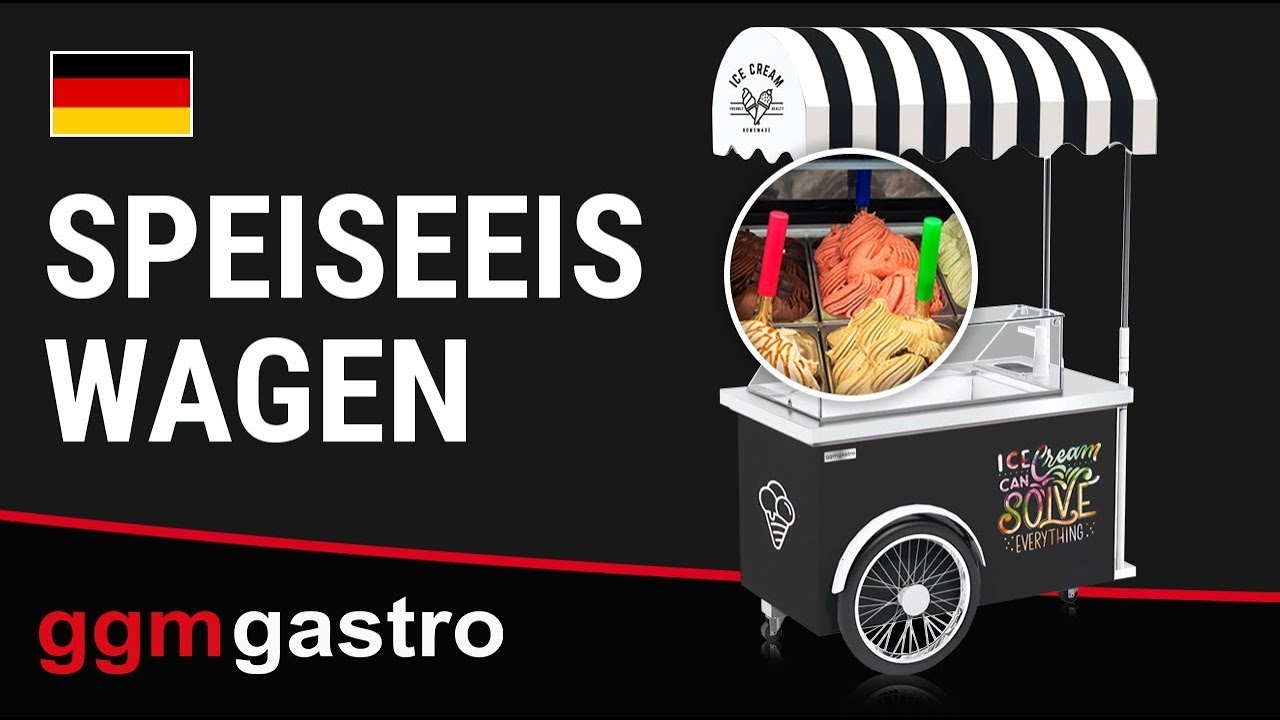 Speiseeiswagen - 1570mm - mit Waschbecken - für 7x 5 Liter Eisbehälter ...