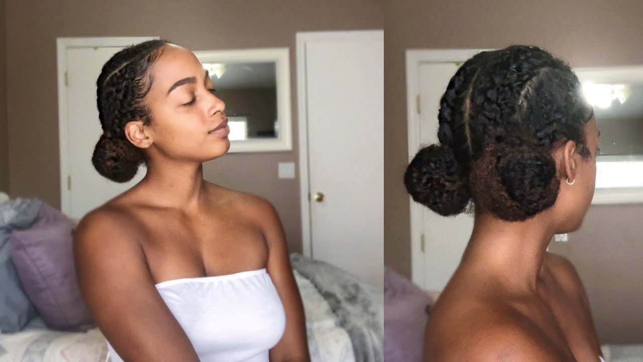 CORNROWS INTO DOUBLE BUNS|| *first time doing cornrows* - YouTube