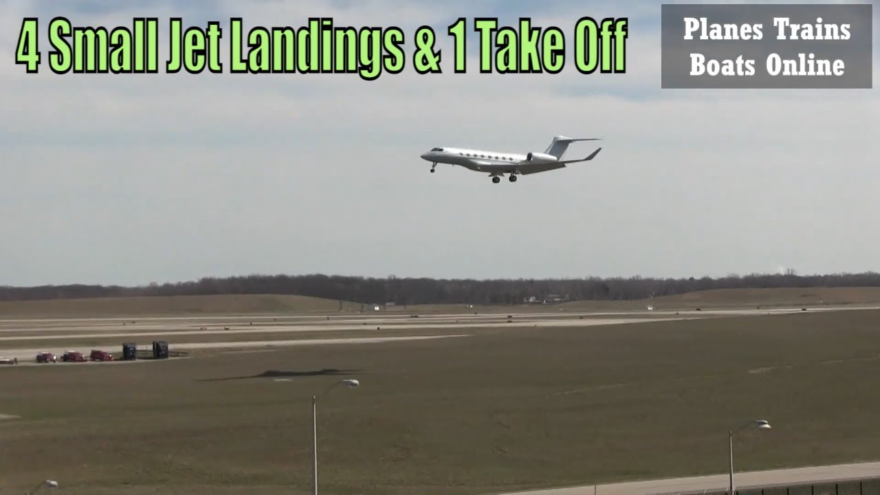 4 Small Jet Landings & 1 Take Off At Detroit Metro Airport - YouTube