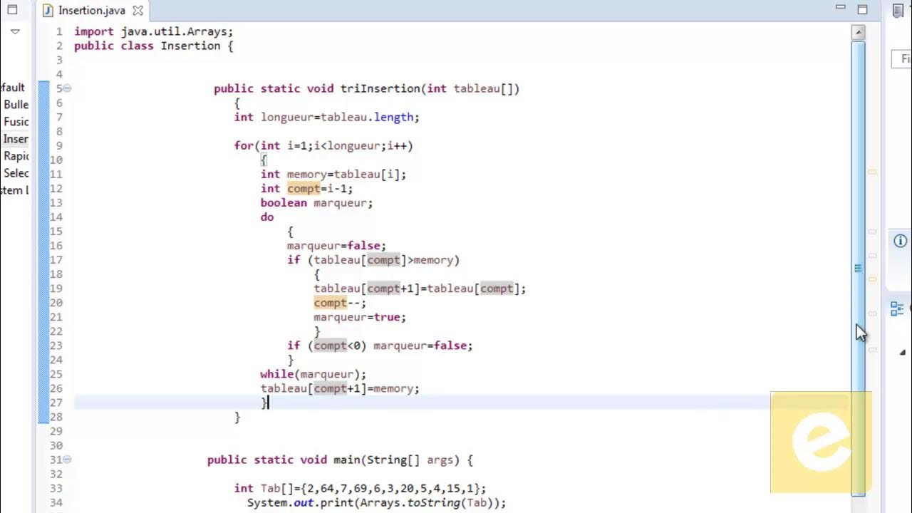 Java : Tri Par Insertion - YouTube