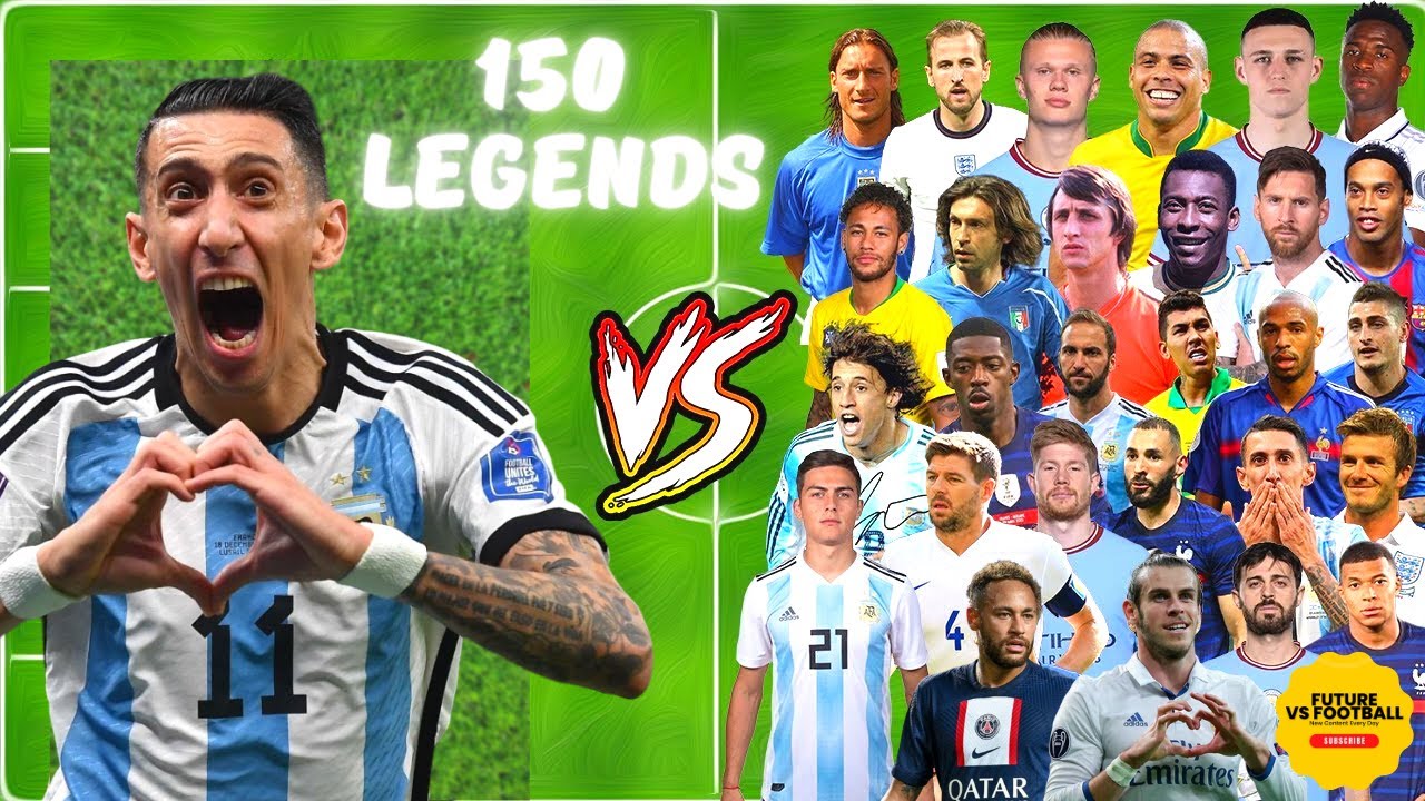 DI MARIA VS 150 LEGENDS | Messi - Neymar - Salah - Mbappe - Ronaldo ...