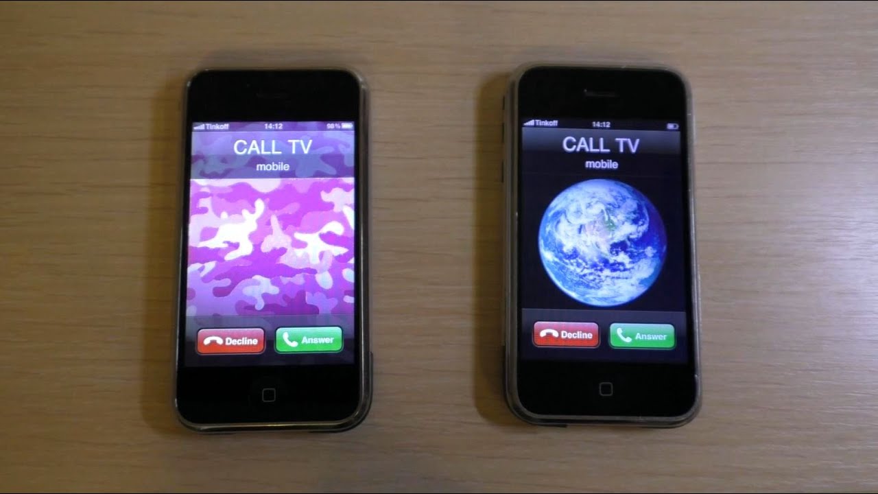 Apple iPhone 2G + iPhone 2G Incoming Call - YouTube