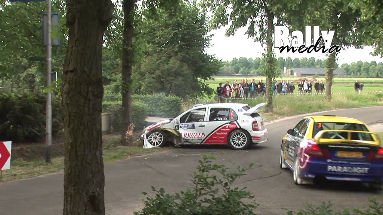 Rally crash - Fabia WRC hits tree during ELE Rally 2009 - YouTube