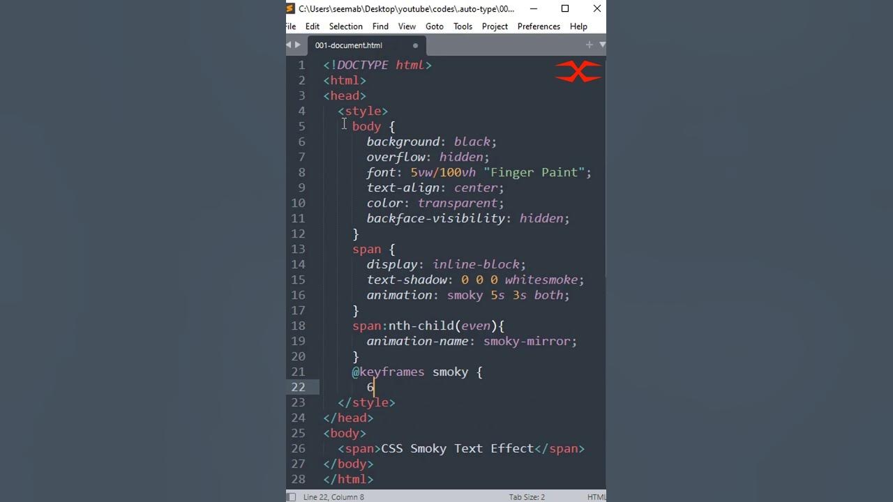 Smoky Text Html Css Youtube
