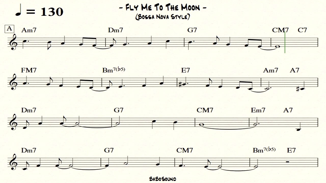 Fly Me To The Moon Backing Track (Full ver.) Bossa Nova Style - YouTube