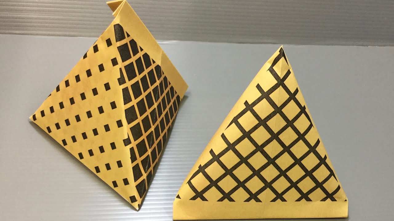 Origami KRAFT Pattern Pyramid Container - Print at Home - YouTube