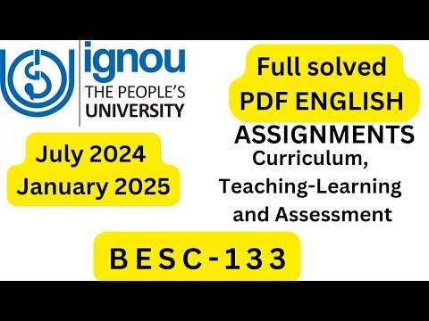 BESC-133 SOLVED ASSIGNMENT 2024-25 ENGLISH PDF VIDEO - YouTube
